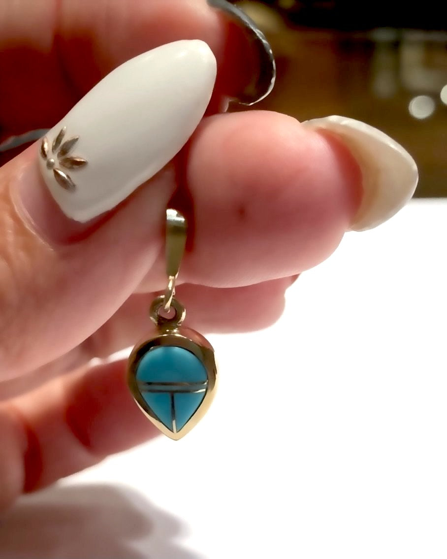 Gold turquoise pendant| No.8 Jewelry